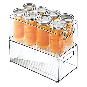 Lifetime Appliance Parts UPGRADED 2 x Clear Organizer Storage Bin with Handle Compatible with Kitchen I Best Compatible with Refrigerators, Cabinets & Food Pantry - 10" x 5" x 6"