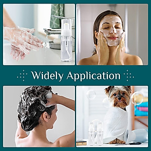 RAYNAG 2 Pack Foam Pump Bottles Foamer Bottle Mini Travel Size Soap Dispenser Mini Clear Bottles Plastic Pump Bottle, 50 ml/1.7 oz