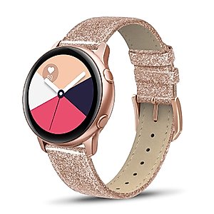 SWEES Compatible for Samsung Galaxy Watch 5 Band 40mm 44mm / Galaxy Watch 5 Pro Band 45mm / Galaxy Watch 4 Band, 20mm Slim Thin Genuine Leather Replacement Bands for Galaxy Watch 4 Classic Women Men