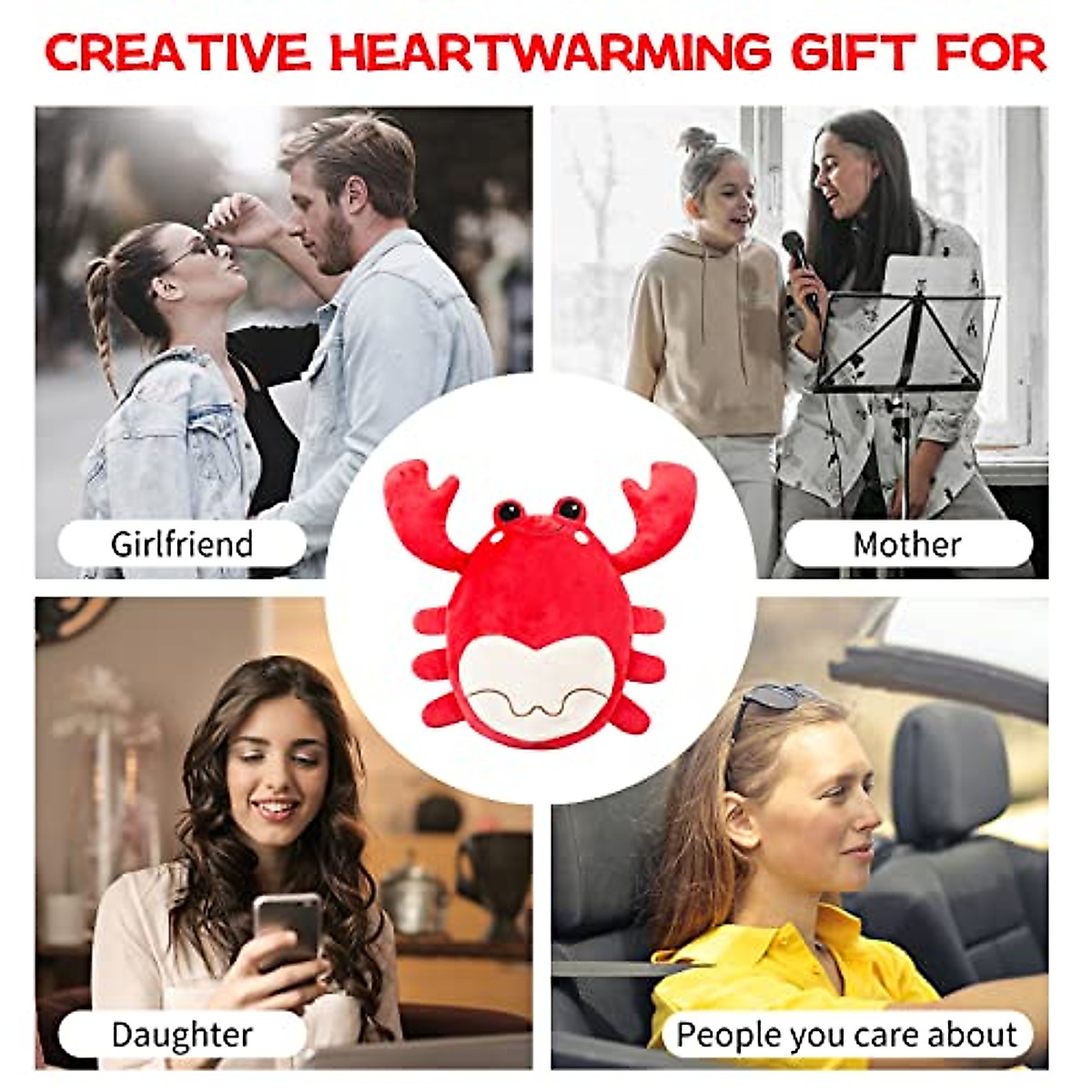 Heating Pads for Cramps,Microwave Heating Pad,Warmies Microwavable Animals,Crab Plush with Removable Lavender Scented Heating Pad,Red Crab