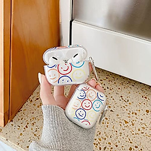HENJI TPU Case for AirPods 2&1, Anti-Fall Protective AirPods 12 Case with Keychain, Front Led Visible, Ultra Slim Shockproof Skin for AirPods 21 Charging Box (Smiley)