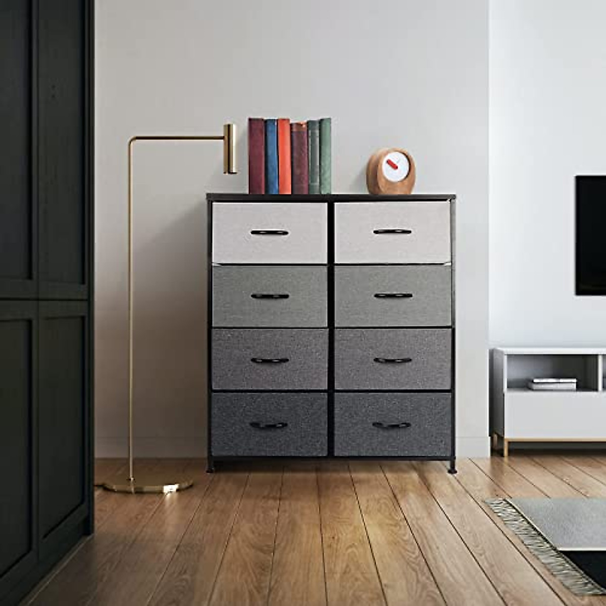 LLappuil 8 Drawer Dresser for Bedroom, Fabric Dresser Chests of Drawers Tower, Tall Dresser Drawers for Clothes Storage Organizers, Closet Dresser Drawers for Nursery, Living Room, Hallway, Grey