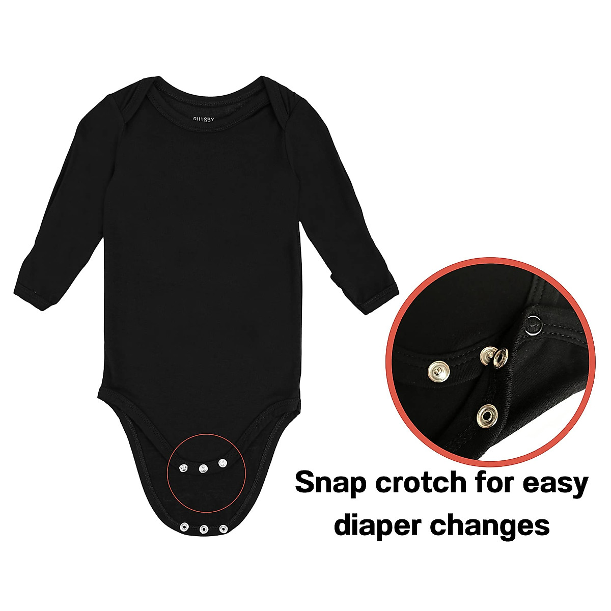 GUISBY Baby Bodysuit with Mitten Cuffs, Long Sleeve Bodysuit Babies Black Newborn