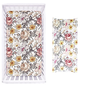 Floral Crib Sheet and Changing Pad Covers