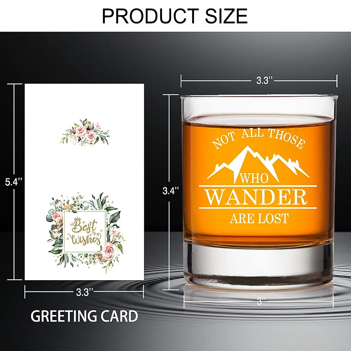 AGMdesign, Funny Not All Those Who Wander are Lost Whiskey Glasses, Unique Gift Idea for Outdoor Mountaineering Enthusiasts, For a Wanderlusting Hiker and Camper Friend