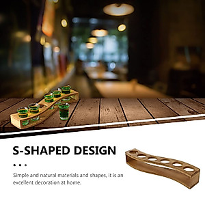 Espresso Measuring Cup Shot Glasses Serving Tray Wood: Rustic Wooden Shot Glass Holder for Drinking Serving Display Storage Restaurant Bar Party Beige 6 Slot Soju Glass