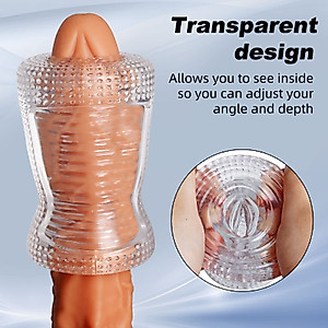 Male Masturbator, Transparent Pocket Portable 3D Faux Pussy Texture Masturbation Stimulation Penis Adult Men Sex Toys & Games