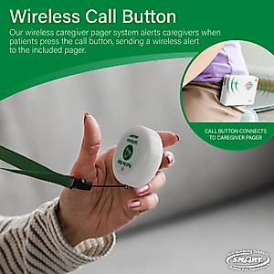 Smart Caregiver Two Call Buttons & Wireless Caregiver Pager for Fall Prevention and Elderly Assistance | Caregiver Call Button with Wearable Lanyard | Nurse Call Alert System with Up to 300' Range
