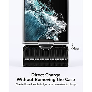 VRURC Mini Portable Charger Fast Charging, Built-in USB C in & Out Connector Power Bank 5000mAh,20W Battery Pack with Foldable Stand for iPhone 15,Samsung, Android Series-Black