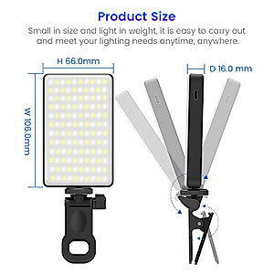 120 LED Selfie Light Phone Light, 5000Mah Rechargeable Clip Video Light, Adjusted 3 Light Modes, for Phone, Camera, Laptop, iPad, Light for Selfie, Video Conference, TikTok, Vlog