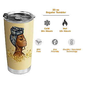 20oz Black Queen Black Women Faith Tumbler, Stand before Anyone, Religious, Christian Gifts, Coffee Thermos for Women, Stainless Steel Double Wall Vacuum Insulated Coffee Mug, Travel Cup with Lid