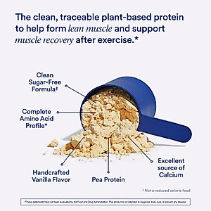 Ritual 50 and Over Vegan Plant Based Protein Powder with BCAA: 20g Organic Pea Protein from Regenerative Farms in USA, Hand-Crafted Vanilla, 3rd Party Tested, Gluten-Free, Dairy-Free, Non-GMO, 1 Lbs