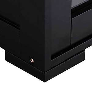 WATERJOY Kitchen Storage Sideboard, Stackable Buffet Storage Cabinet with Sliding Door Panels for Home Kitchen, Antique Black