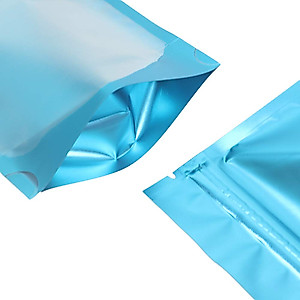 QQ Studio Pack of 100 Translucent Front Matte Blue Poly Plastic Resealable Bags (1.7oz (4" x 6"), Blue Stand-Up Pouch)