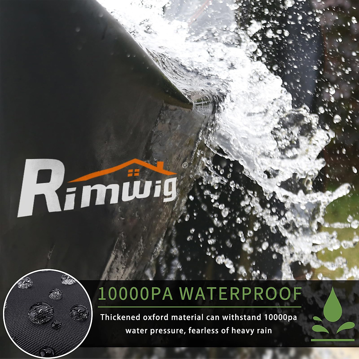 Rimwig Patio Chair Covers 2 Pack Waterproof, Black Outdoor Furniture Covers, Heavy Duty Wicker Garden Chair Cover 32" W x 37" D x 36" H