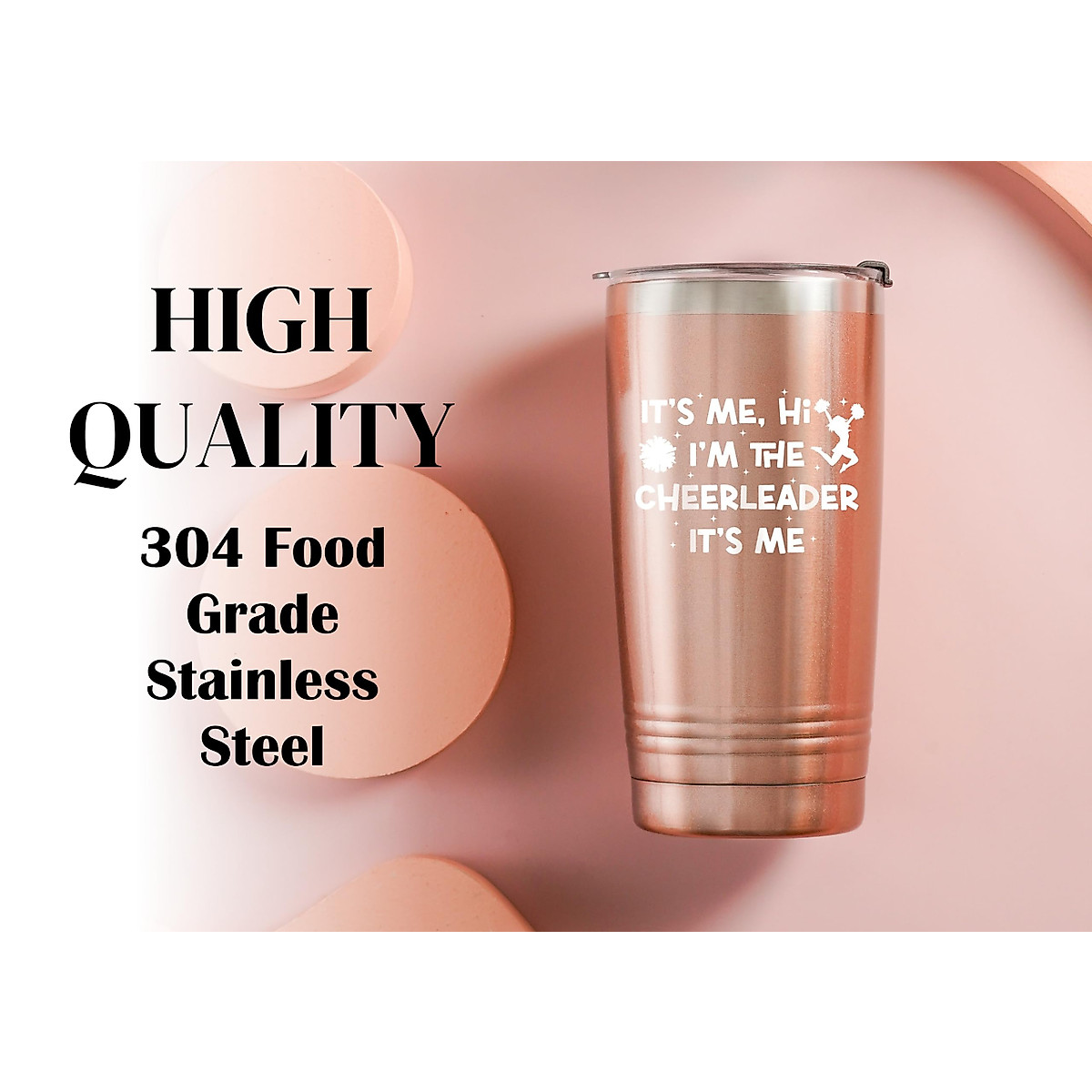 Onebttl Cheerleader Gifts For Girls, Women - 20oz/590ml Stainless Steel Insulated Tumbler with Straw, Lid - Gift for Cheerleading, Coach or Cheer Squad - It's Me, Rosegold