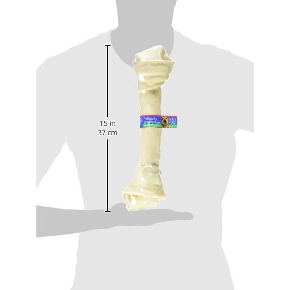 Pet Factory 100% Made in USA Beefhide 13-15" Knotted Bone Dog Chew Treat - Natural Flavor, 1 Count/1 Pack