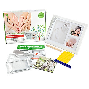 WavHello Baby Handprint & Footprint Frame Kit, Clay Casting & Photo Memory Keepsake Frame, Baby Registry Gift & Baby Shower, Baby Boy Gift & Baby Girl Gift - First Impressions