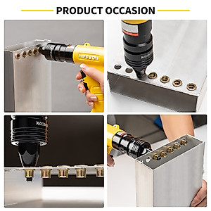 HIFESON Pneumatic Rivet Nut Gun with 1/4 & 5/16 & 3/8 Self-Locking Head Gun,Quick-Change Mandrels,Industrial Grade Adjustable Speed Air Rivnut Gun