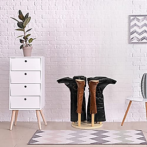 PARANTA Wooden Boots Storage Rack, 3-Pair Tall Boots Holder, Stand-Alone Rotatable Shoe Organizer, Natural