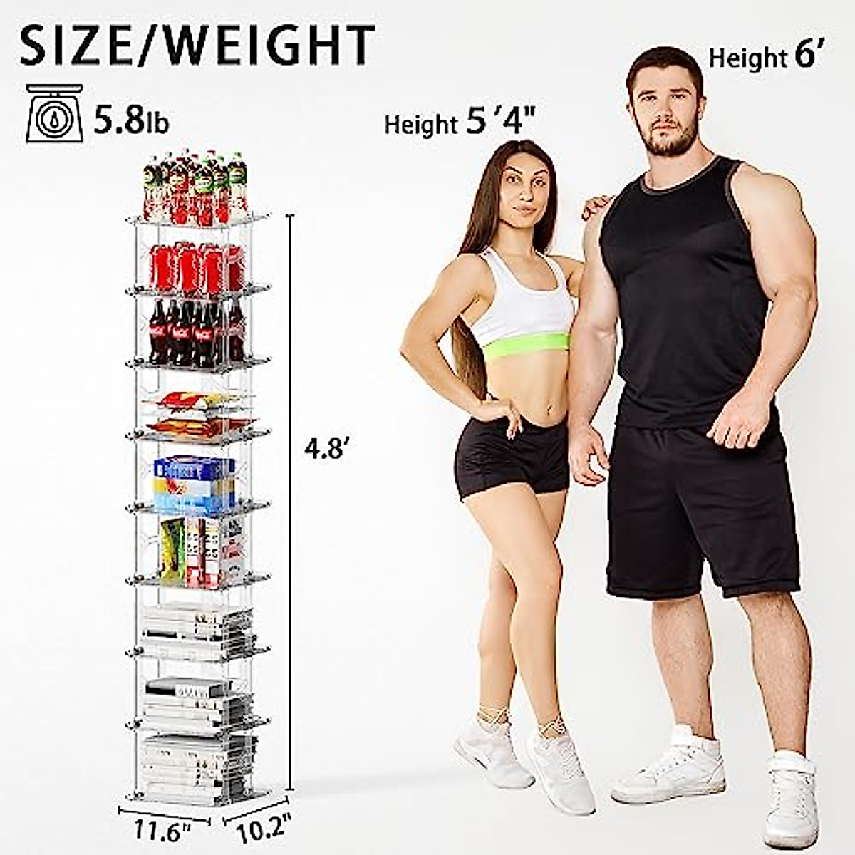 starogegc 9 Tier Shoe Rack For Entryway, Corner Shoe Organizer, Tall Shoe Tower Rack for Small Spaces, Shoe Rack Storage Organizer, Vertical Shoe Rack, Stable in Structure and Stackable(Clear)