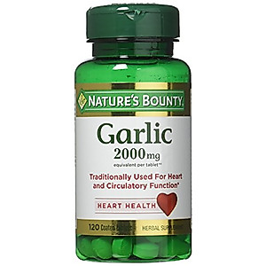 Nature's Bounty Garlic, 2000mg, 120 Coated Tablets (Pack of 2), 2 Bottles Each of 120 Tablets