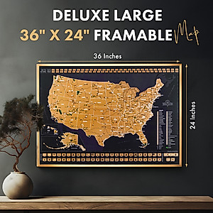 Travelization Scratch Off Map of United States 36" x 24" Frameable USA Scratch Map with National Parks, Highest Peaks and Vibrant Colors, Ideal for Travelers, Black