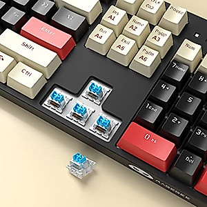 MageGee Mechanical Gaming Keyboard MK-Armor LED Blue Backlit and Wired USB 104 Keys Keyboard with Blue Switches, for Windows PC Laptop Game(White&Black)