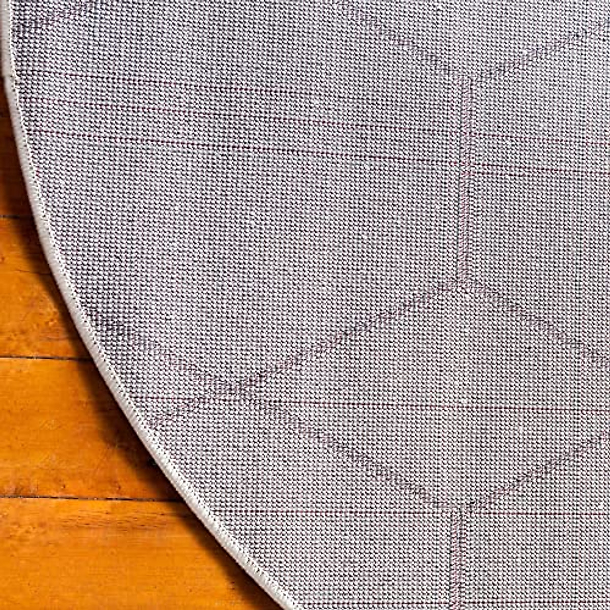 Unique Loom Trellis Frieze Collection Area Rug - Geometric (3' Round, Ivory/ Gray)