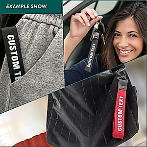 QJS PATCH 4 PACK Keychain,Personalised Text Pendant,Customisable keytag with Key Ring Car Key Chain Clip Nylon Webbing Buckl for Car, Backpack