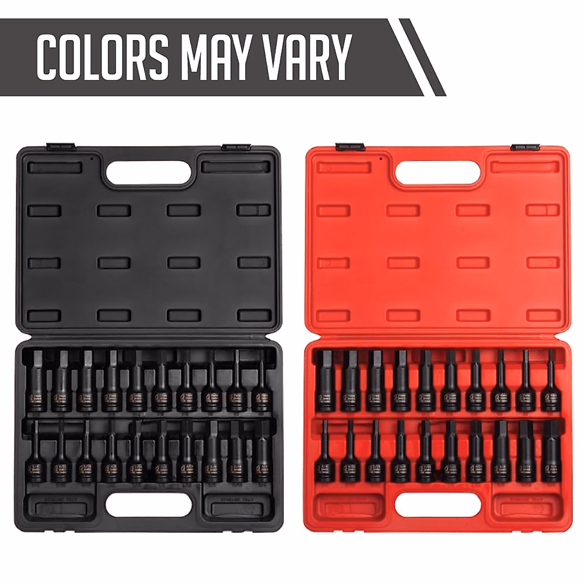 SUNEX TOOLS 2637, 1/2" Drive Master Impact Hex Driver Set, 20Piece, SAE/Metric, 1/4" - 3/4", 6mm - 19mm, Cr-Mo Steel, Dual Size Markings, Heavy Duty Storage Case, Meets ANSI Standards