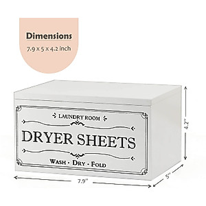 Deal Haul - Rustic Farmhouse Decor Dryer Sheet Holder With Hinged Lid - For Laundry Room Organization - Laundry Softener Dispenser - Home Laundry Room Décor - White