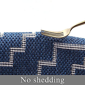 U'Artlines Indoor Outdoor Area Rugs Boho Chic Aztec Non-Shedding Large Floor Mat and Rug for Outdoors, RV, Patio, Backyard, Deck, Picnic, Beach, Trailer, Camping (4' x 6', Cream/Navy Blue)