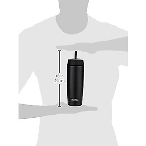 Thermos 18 Ounce Vacuum Insulated Cold Cup with Straw, Black