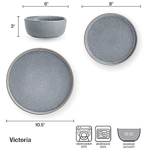 Pfaltzgraff Victoria 12 Piece Dinnerware Set, Servie for 4, Blue