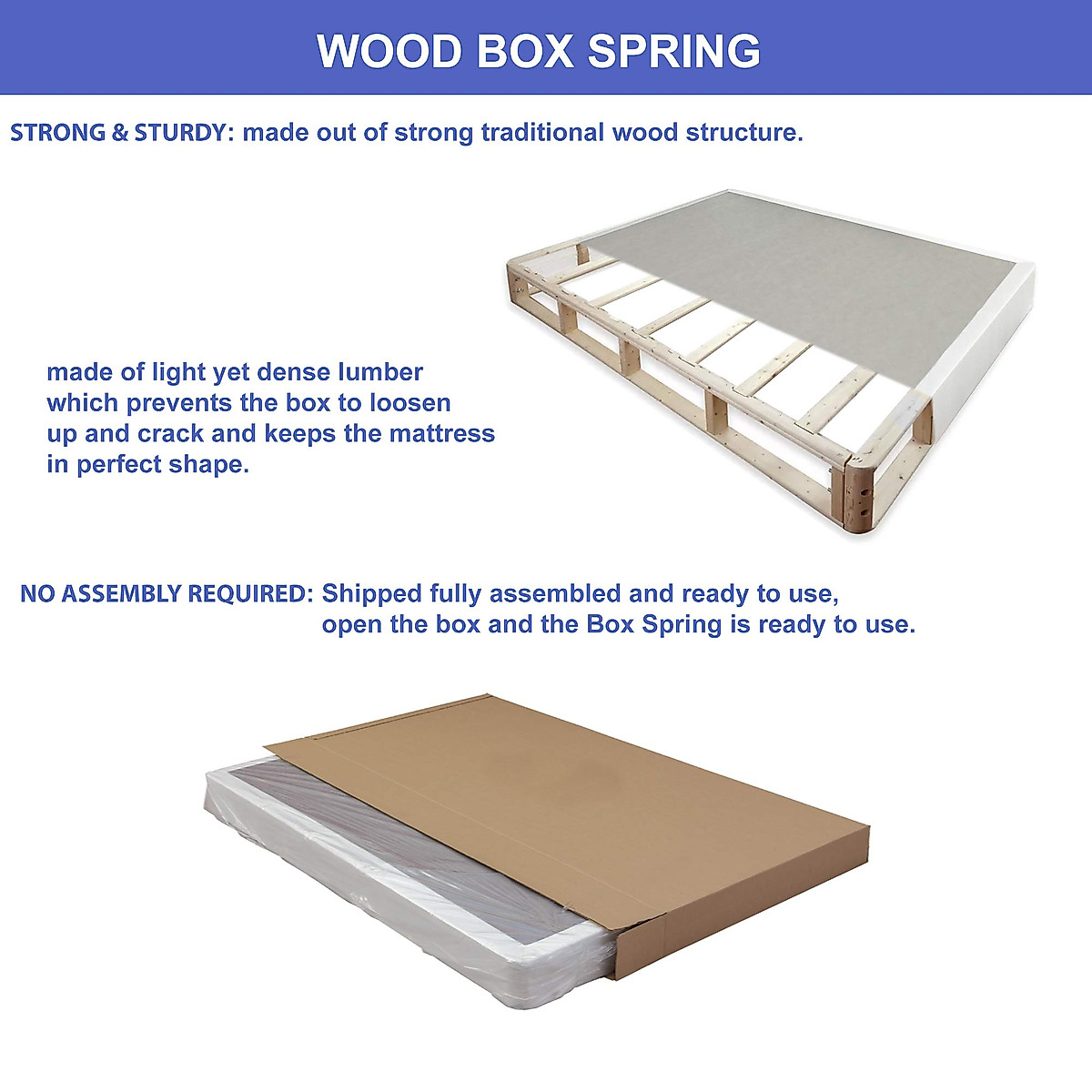 Spinal Solution Wood Traditional Box Spring/Foundation for Mattress, California King, 3