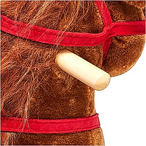 Animal Adventure | Real Wood Ride-On Plush Rocker | Chestnut Horse | Perfect for Ages 3+, 28" x 12" x 22"