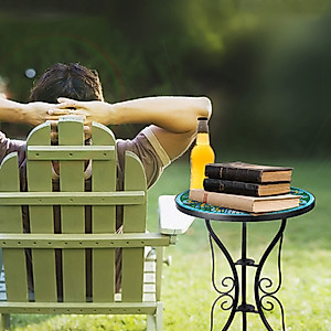 VCUTEKA Patio Side Table Outdoor Accent Table Bistro Coffee Table Plant End Table Small Porch Table Indoor Peacock