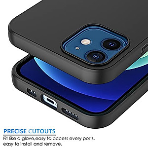 Puxicu Case for iPhone 12 & 12 Pro, Slim Design Matte Soft TPU Protective Cover - 6.1 Inch - Black