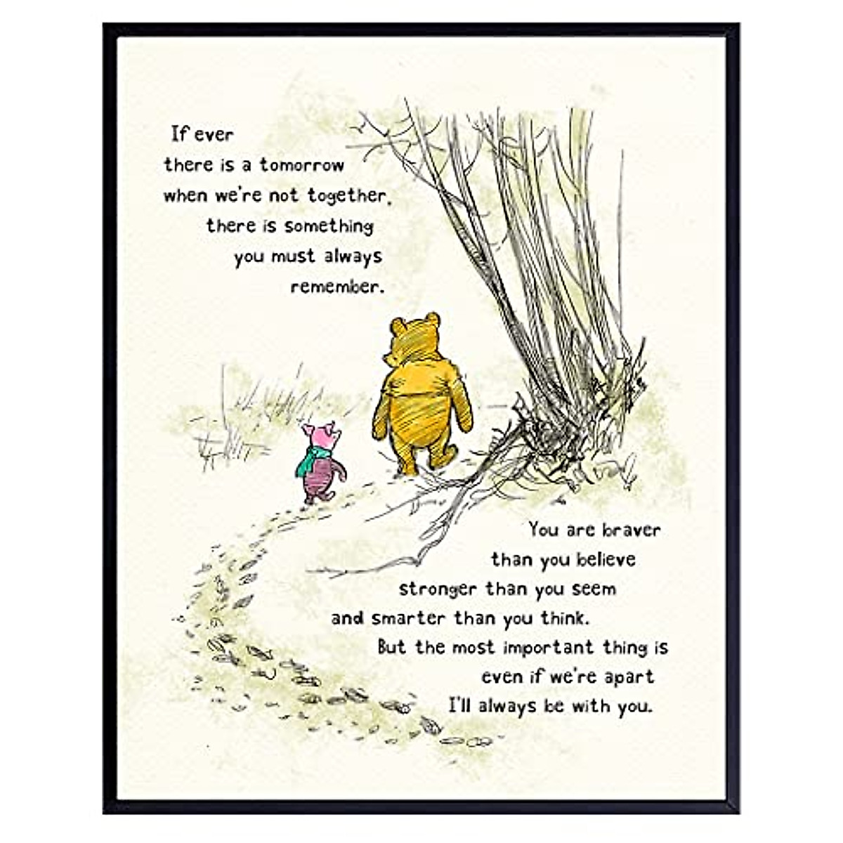 Winnie Wall Art - Pooh Kids Room Decor - Boys Room Decor - Little Girls Bedroom Decor - Baby Nursery Decor - Wall Decor for Toddlers - Inspirational Positive Quotes Picture Poster print