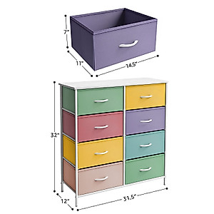 Sorbus Kids Dresser with 8 Drawers - Furniture Storage Chest Tower Unit for Bedroom, Hallway, Closet, Office Organization - Steel Frame, Wood Top, Tie-dye Fabric Bins (Pastel 1)