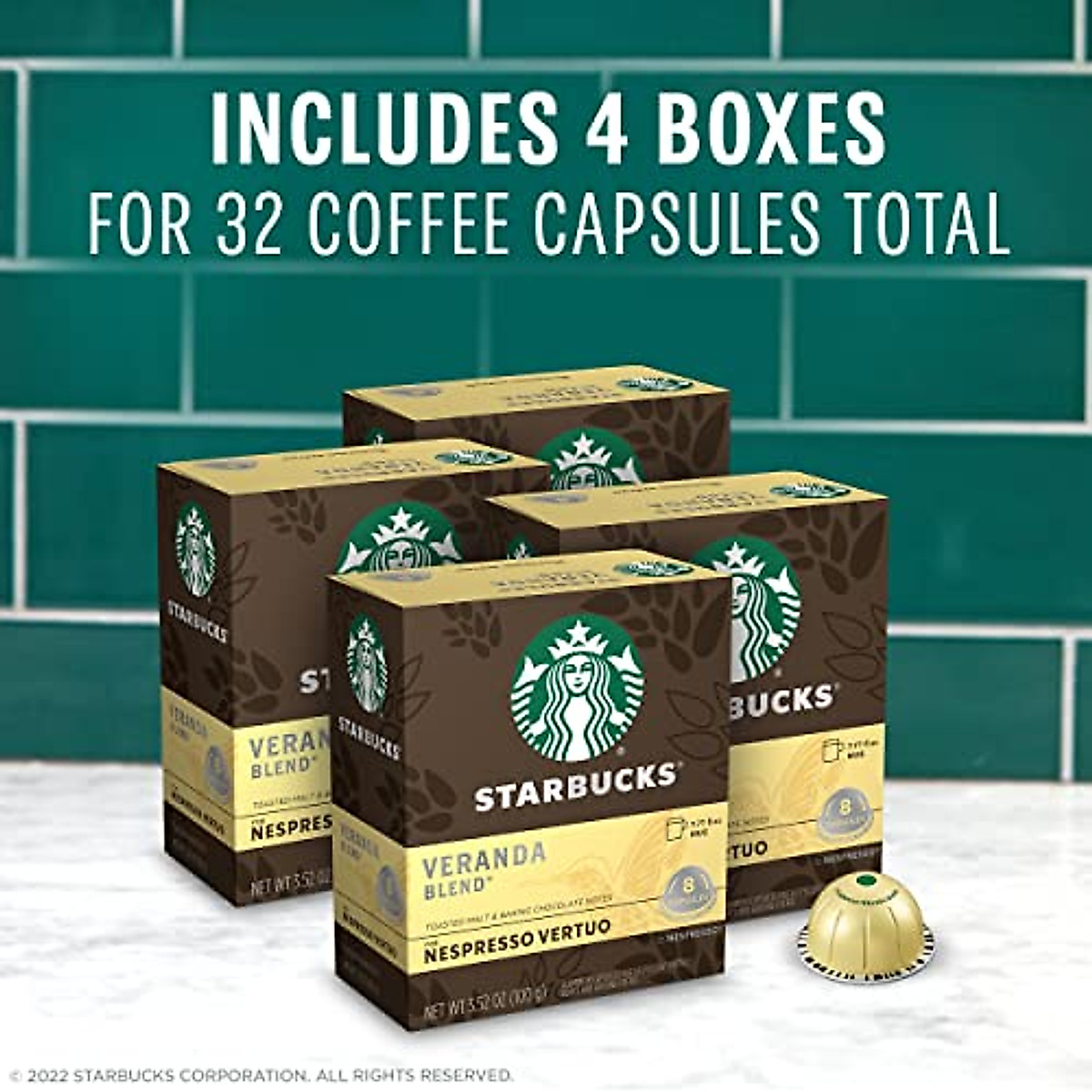 Starbucks by Nespresso Blonde Roast Veranda Blend Coffee (32-count single serve capsules, compatible with Nespresso Vertuo Line System)