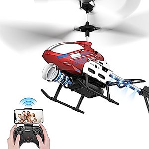 DEERC Remote Control Helicopter W/ 1080P HD Camera, RC Helicopters W/FPV Live Video, LED Lights, Altitude Hold, Gyroscope, 2.4GHz Toy for Boys Girls