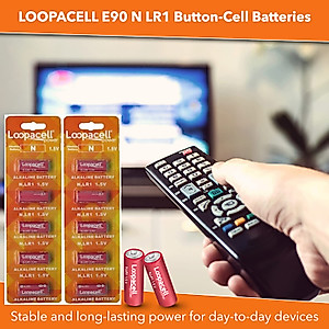 LOOPACELL E90 Alkaline Batteries, 1.5V, LR1 N Size (Pack of 10)