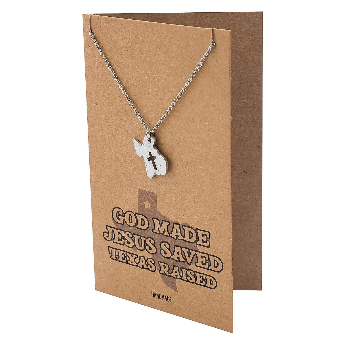 quan jewelry State Necklace, Lone Star Texas Pendant Charm, Texas Born Country Cross Inspirational Necklace - Handmade