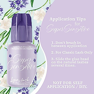 Lyon Lash Super Sensitive Eyelash Extension Glue 5ml, No Fume Odorless, 2 Weeks Retention, High Viscosity, for Sensitive Clients, Premium Individual Semi-Permanent Eyelash Extension Supplies
