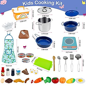 Holycco Pretend Play Kitchen Accessories Toys for Kids, Stainless Steel Play Pots and Pans Sets for Kids, Kids Kitchen Playset Accessories, Birthday Gift Toys for Girls Boys Ages 4 5 6 7 8
