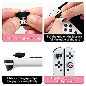 WISHAVEN Cute Pocket Monsters Joycon Thumb Grip Caps Compatible with Nintendo Switch, Soft Silicone Joystick Cover for Nintendo Switch/OLED/Lite Controller, 4PCS (Skull & Troublemaker Rabbit)