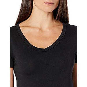 Amazon Essentials Women's Slim-Fit Short-Sleeve V-Neck T-Shirt, Pack of 2, Black/White, XX-Large