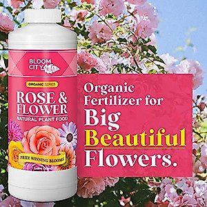 Rose & Flower Natural Plant Food for Prize Winning Blooms in Homes & Gardens by Bloom City, Quart (32 oz)